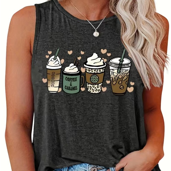 Tops | Plus Size Coffee Lovers Graphic Tank Top | Poshmark